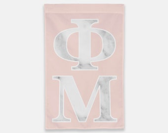 Phi Mu Horizontal Greek Letter Flag / Blush & Marble / | Etsy