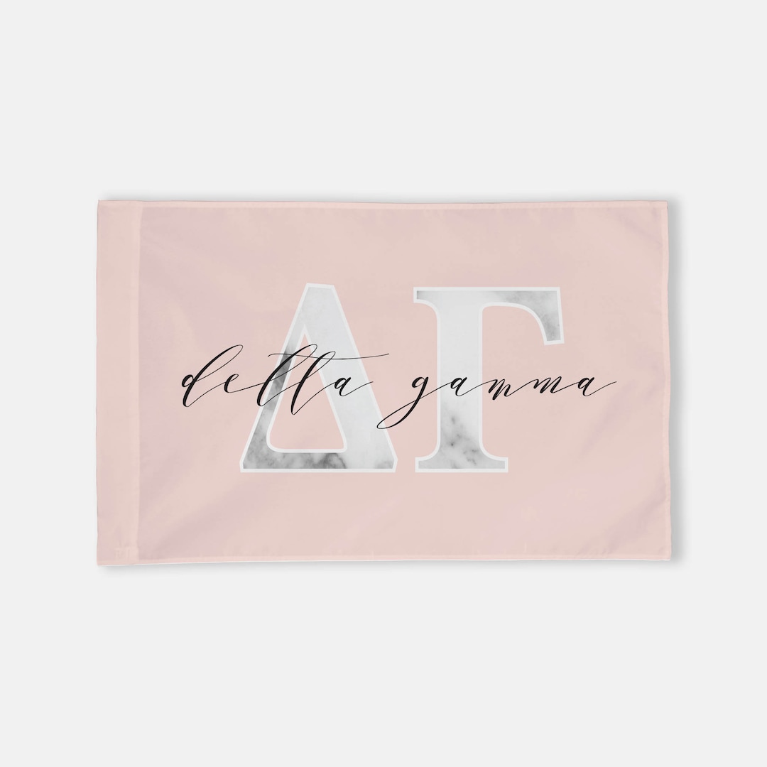 Delta Gamma Horizontal Greek Letter Flag / Blush & Marble / Horizontal ...