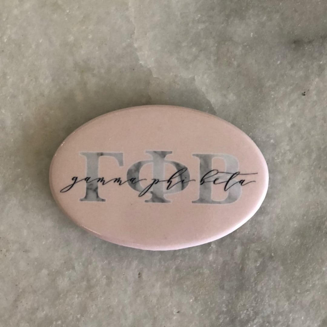Gamma Phi Beta Greek Buttons / Marble & Blush / Marble Lettering ...