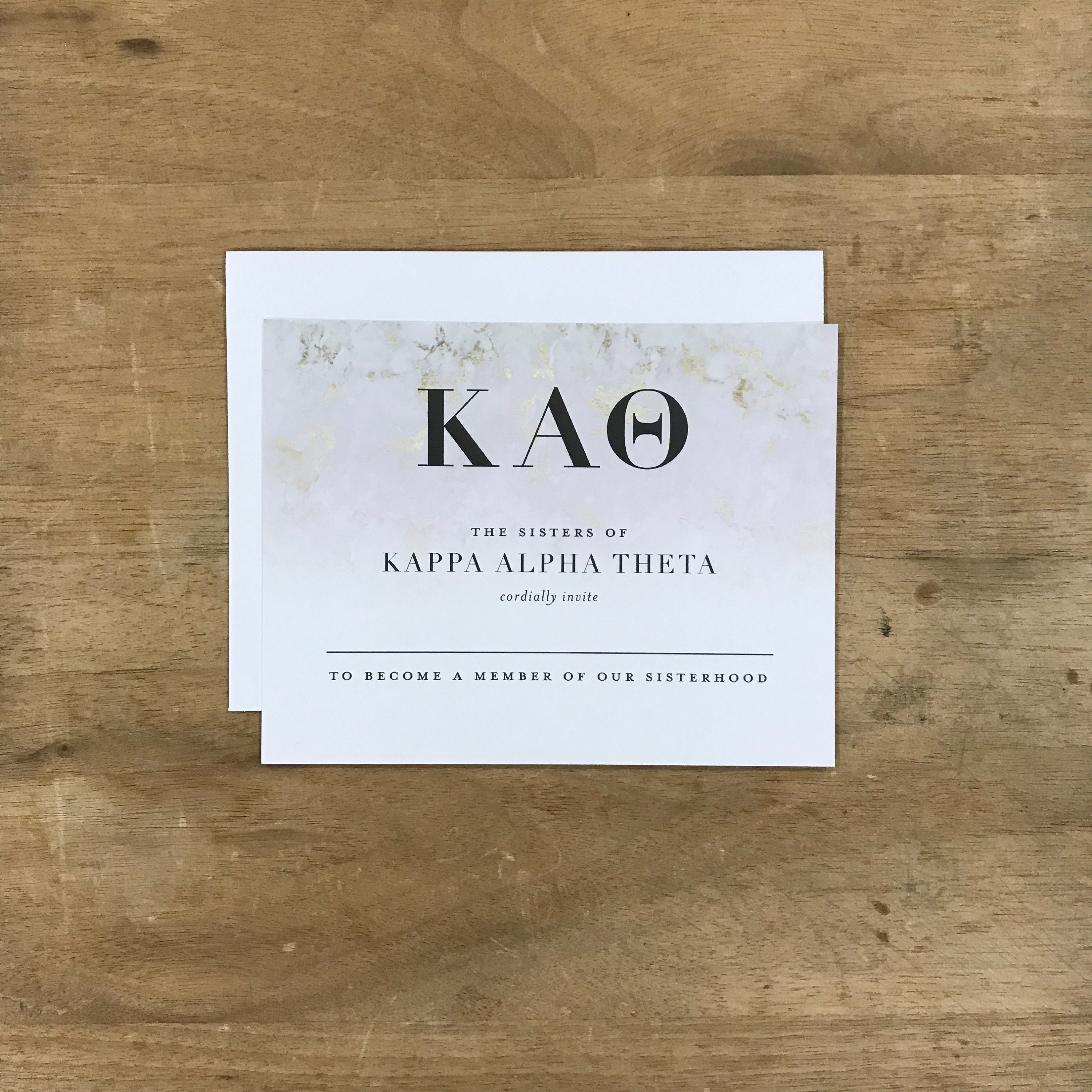 Kappa Alpha Theta Bid Card / Golden Marble / Sorority Bid Card - Etsy