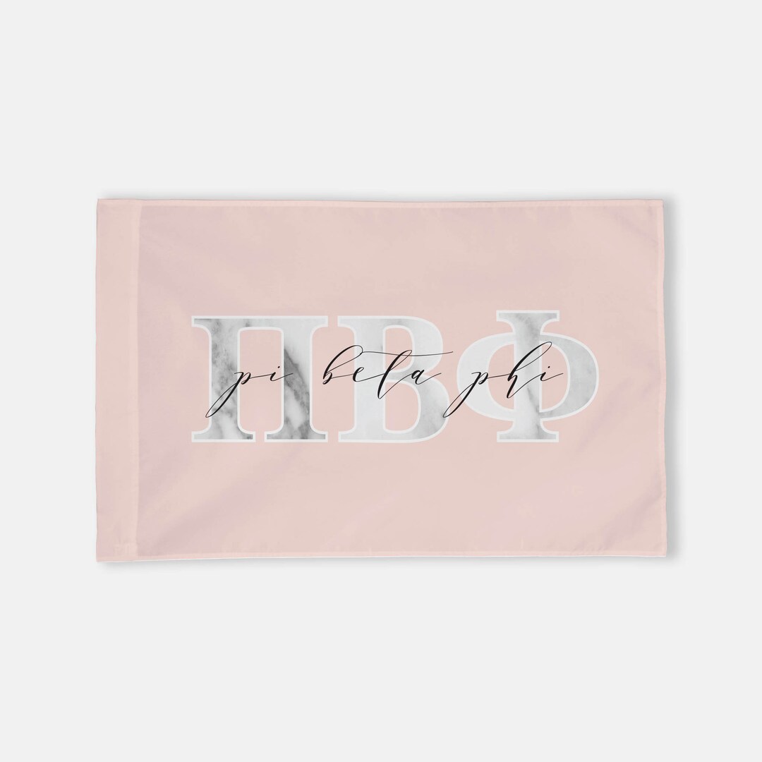 Pi Beta Phi Horizontal Greek Letter Flag Blush And Marble Horizontal 5797