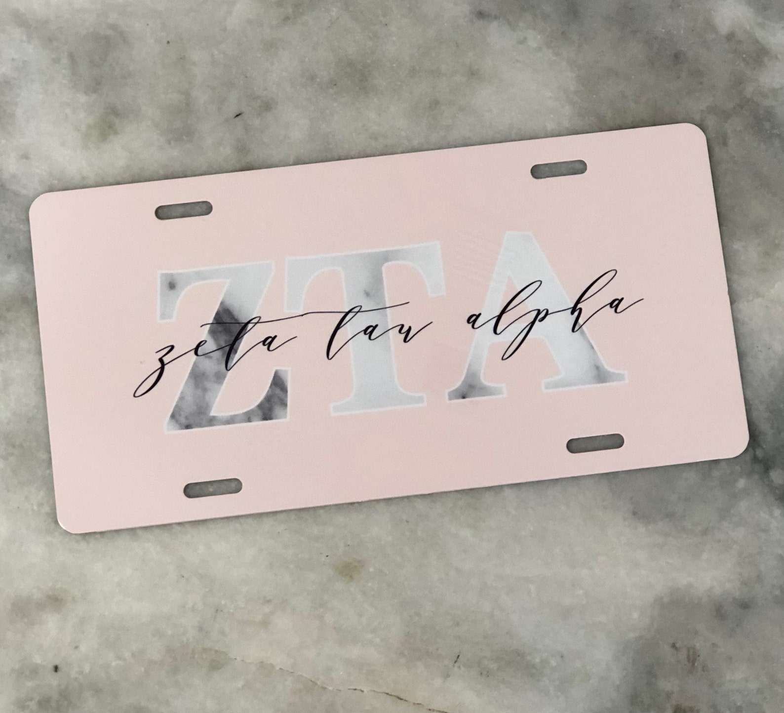 Custom Marble & Blush Sorority License Plate / Greek Gifts / | Etsy