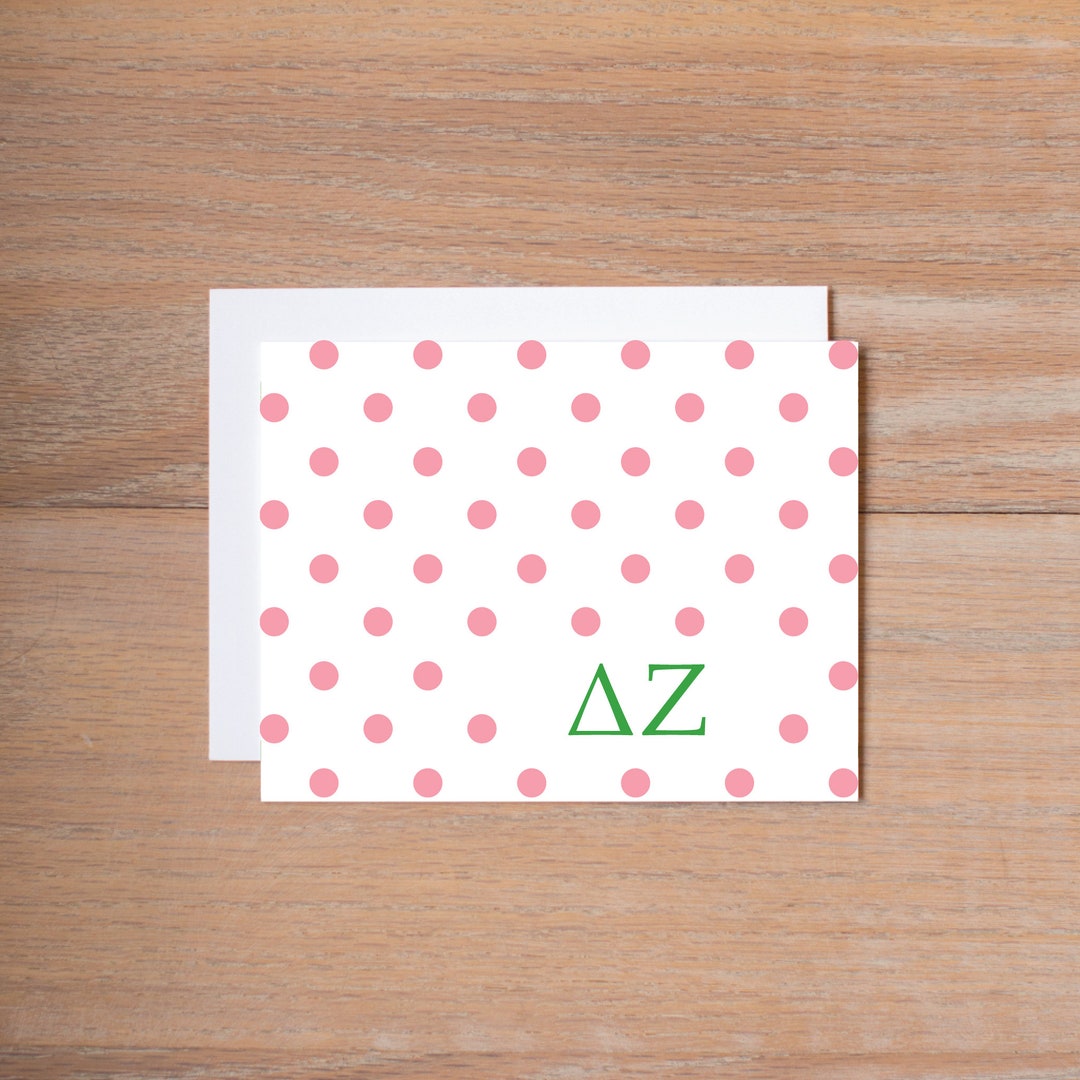 Delta Zeta Note Card Set / Dotted / Greek Note Cards / Polka Dot Greek ...