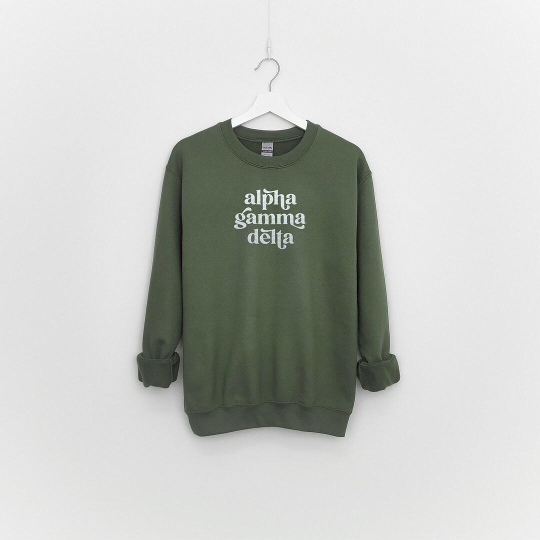 Alpha Gamma Delta Military Green Sorority Sweatshirt / Grey Letters ...