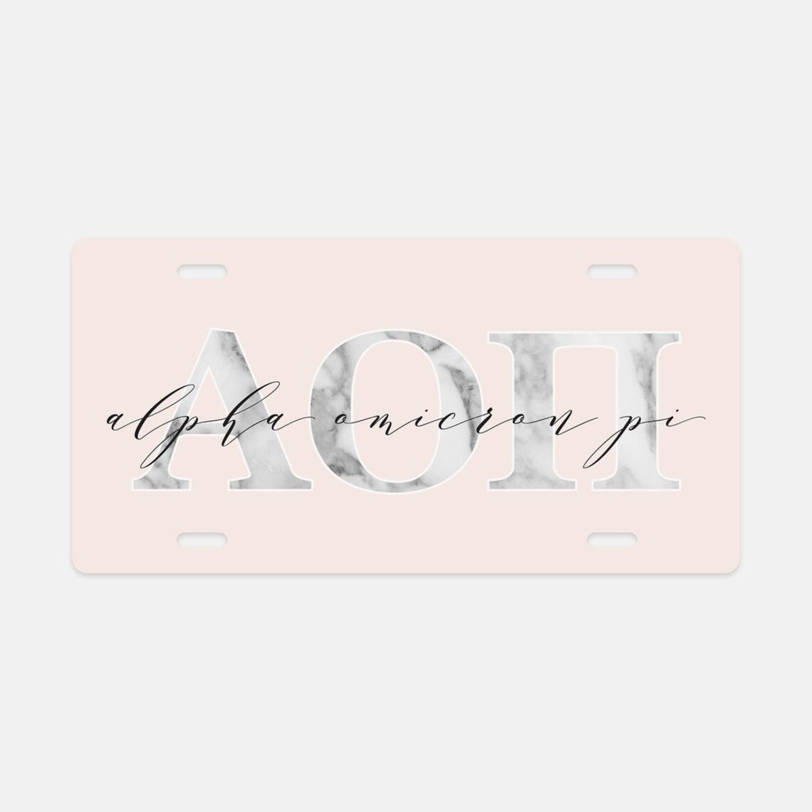 Custom Marble & Blush Sorority License Plate / Greek Gifts / - Etsy