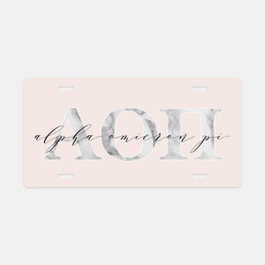 Custom Marble & Blush Sorority License Plate / Greek Gifts / Marble and ...