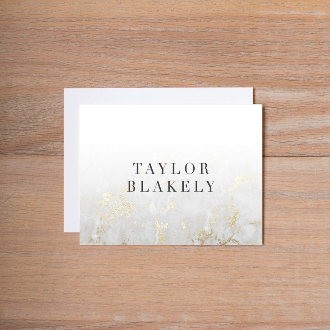 Personalized Note Cards / Golden Marble / Metallic / Metallic Note ...