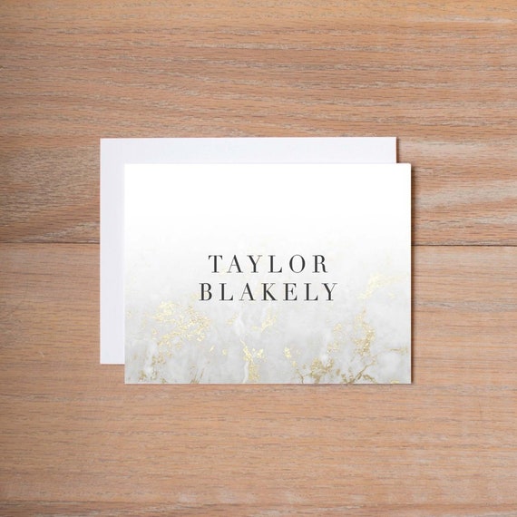 Personalized Note Cards / Golden Marble / Metallic / Metallic | Etsy