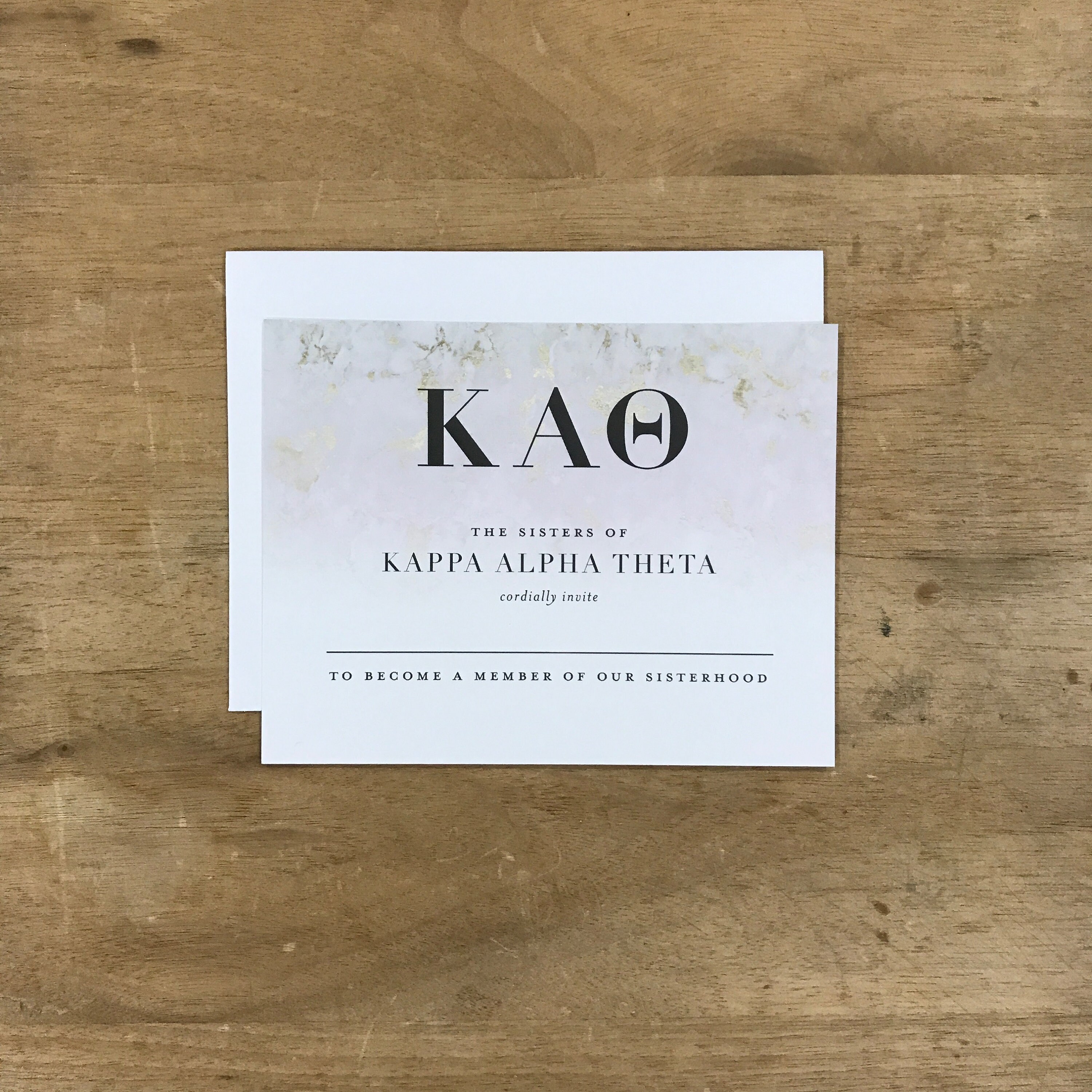Zeta Tau Alpha Bid Card / Golden Marble / Sorority Bid Card / Bid Cards ...