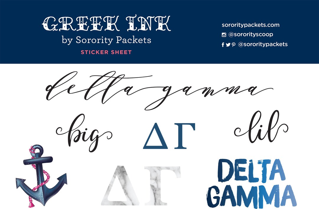 Delta Gamma Sticker Set / Stickers / Sorority Sticker / Greek Ink ...