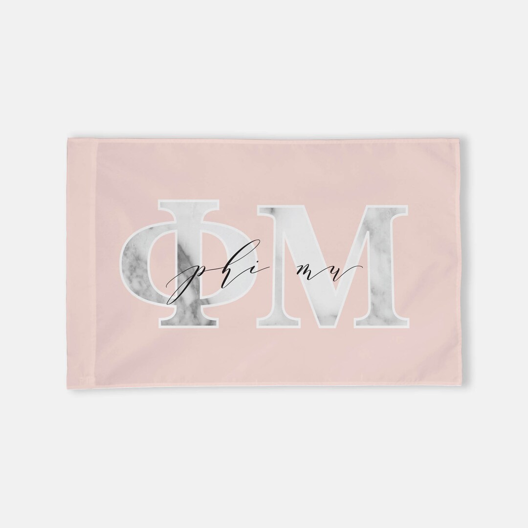 Phi Mu Horizontal Greek Letter Flag / Blush & Marble / Horizontal Flag ...