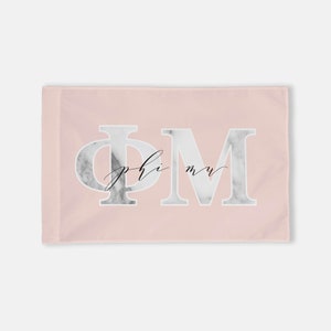 Phi Mu Horizontal Greek Letter Flag / Blush & Marble / Horizontal Flag ...