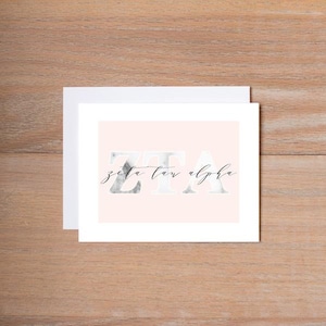 Zeta Tau Alpha Note Card Set / Marble & Blush / Marble and Blush Greek ...