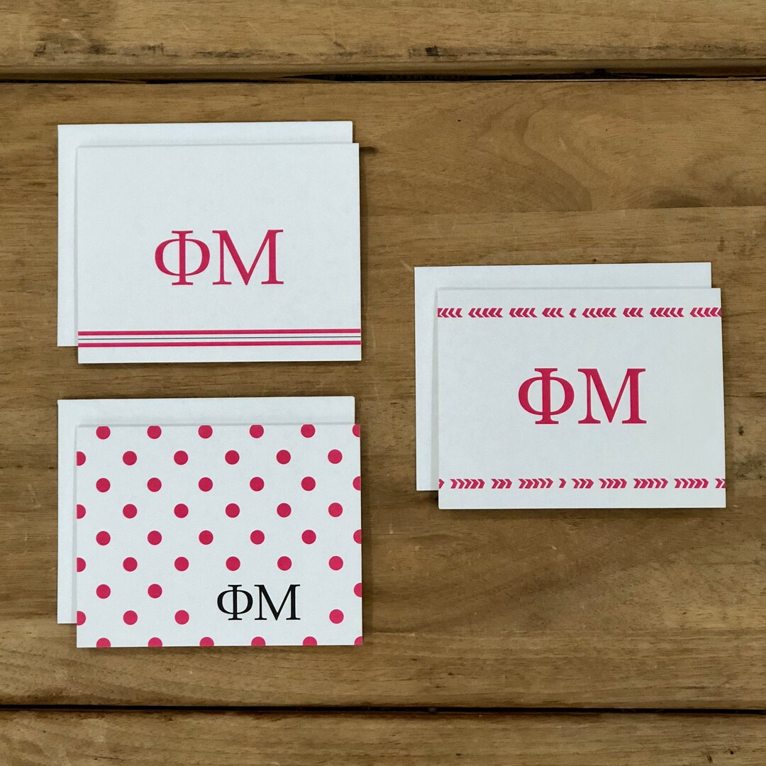 Phi Mu Mixed Greek Note Cards (set of 12) / Mixed Greek Note Cards ...