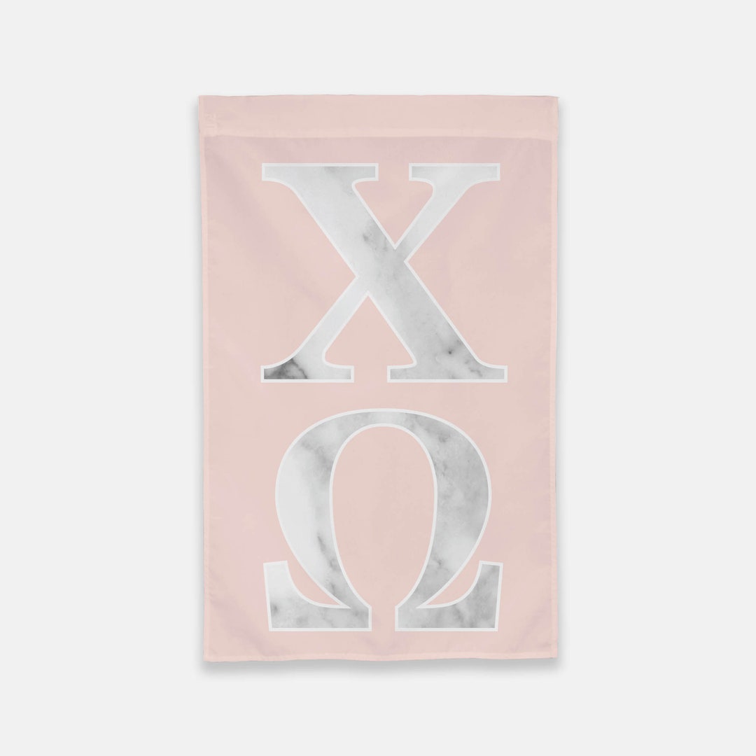 Chi Omega Vertical Greek Letter Flag / Blush & Marble / Vertical Flag ...