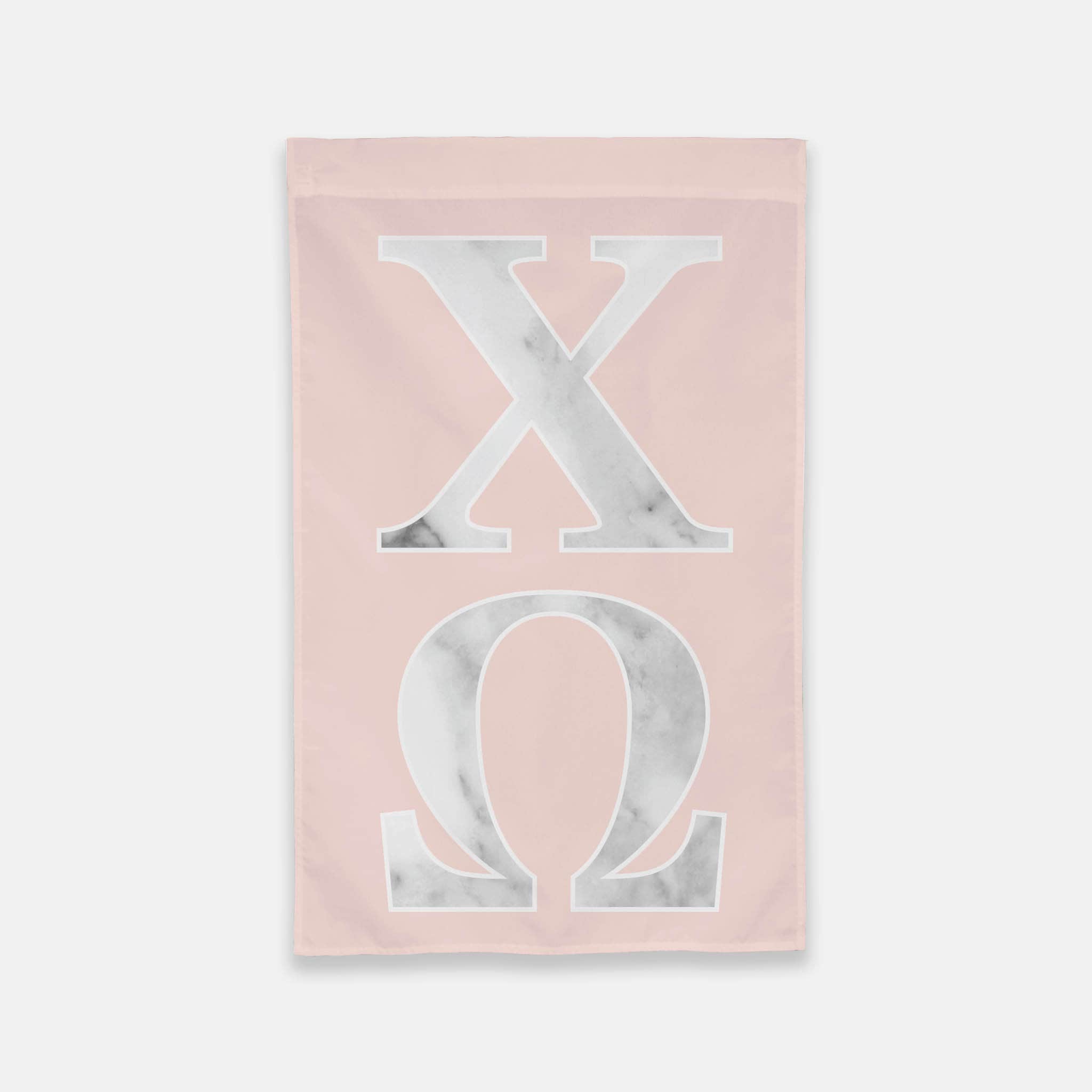 Chi Omega Vertical Greek Letter Flag / Blush & Marble / Vertical Flag ...