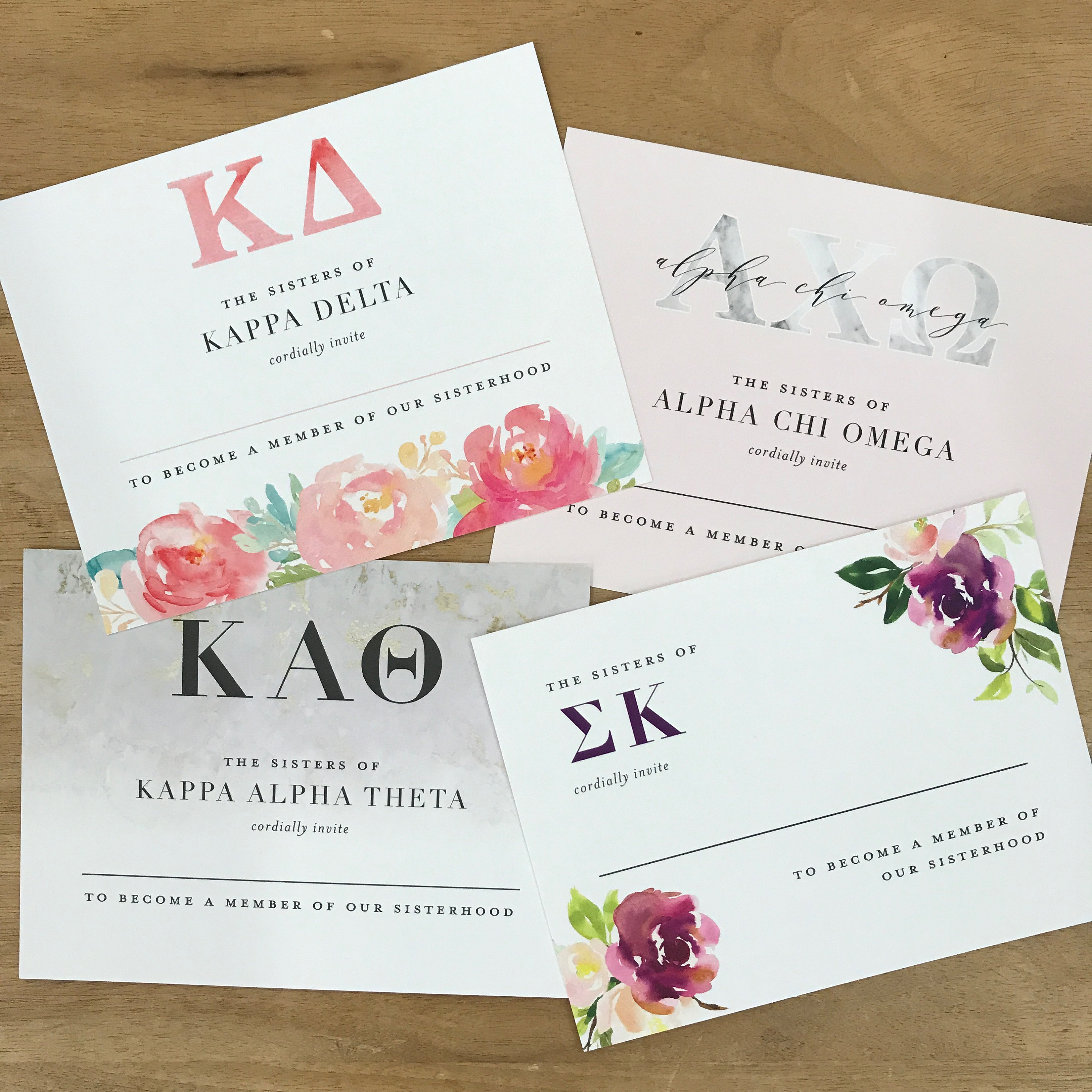 Kappa Alpha Theta Bid Card / Golden Marble / Sorority Bid Card - Etsy