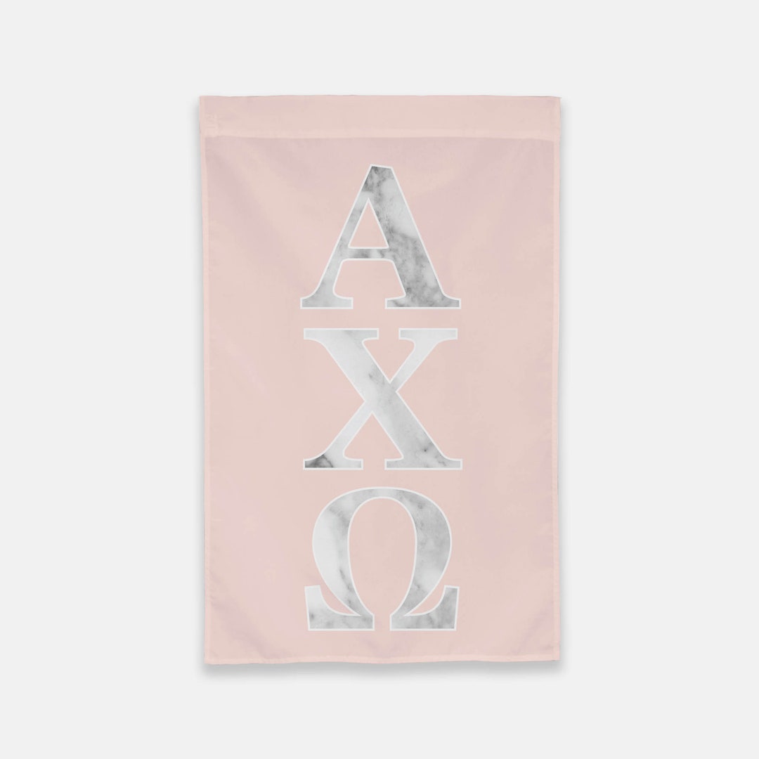 Alpha Chi Omega Vertical Greek Letter Flag / Blush & Marble / Vertical ...