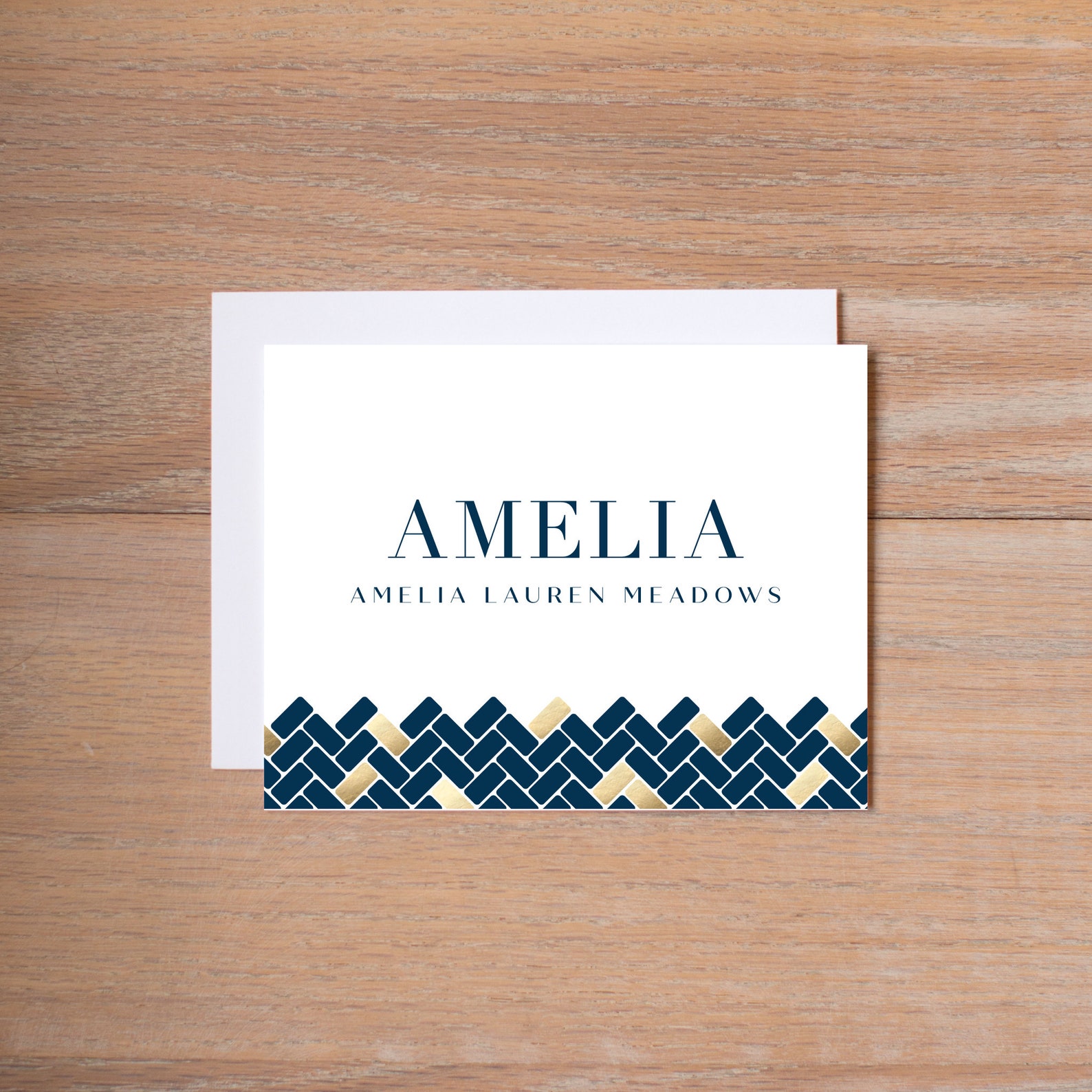 Personalized Note Cards / Golden Herringbone / Classic / Modern Note ...