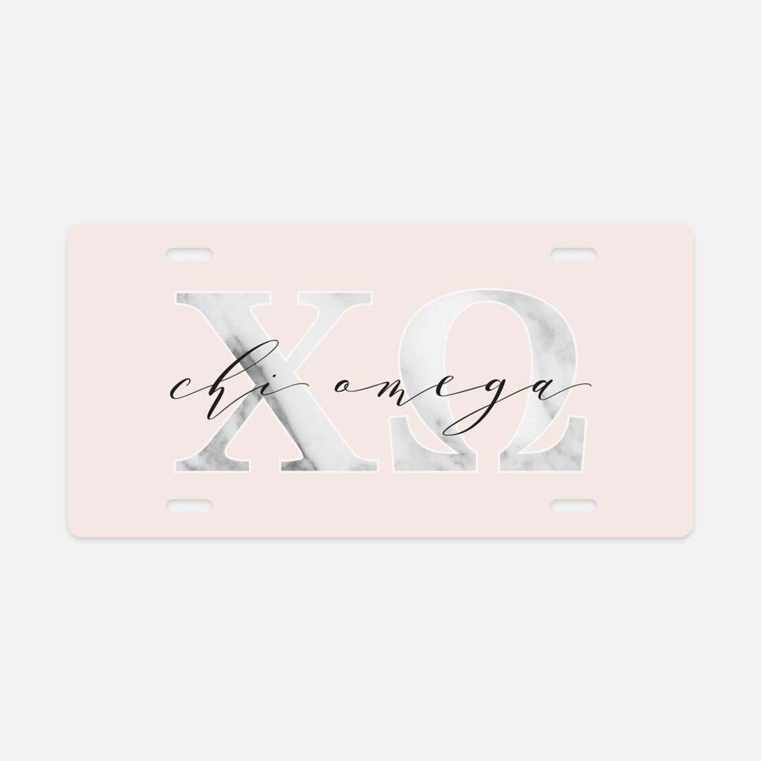 Chi Omega Marble & Blush License Plate / Marble and Blush / Greek Gifts ...