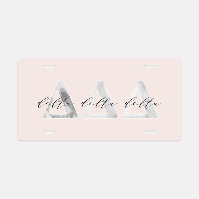 Custom Marble & Blush Sorority License Plate / Greek Gifts / | Etsy