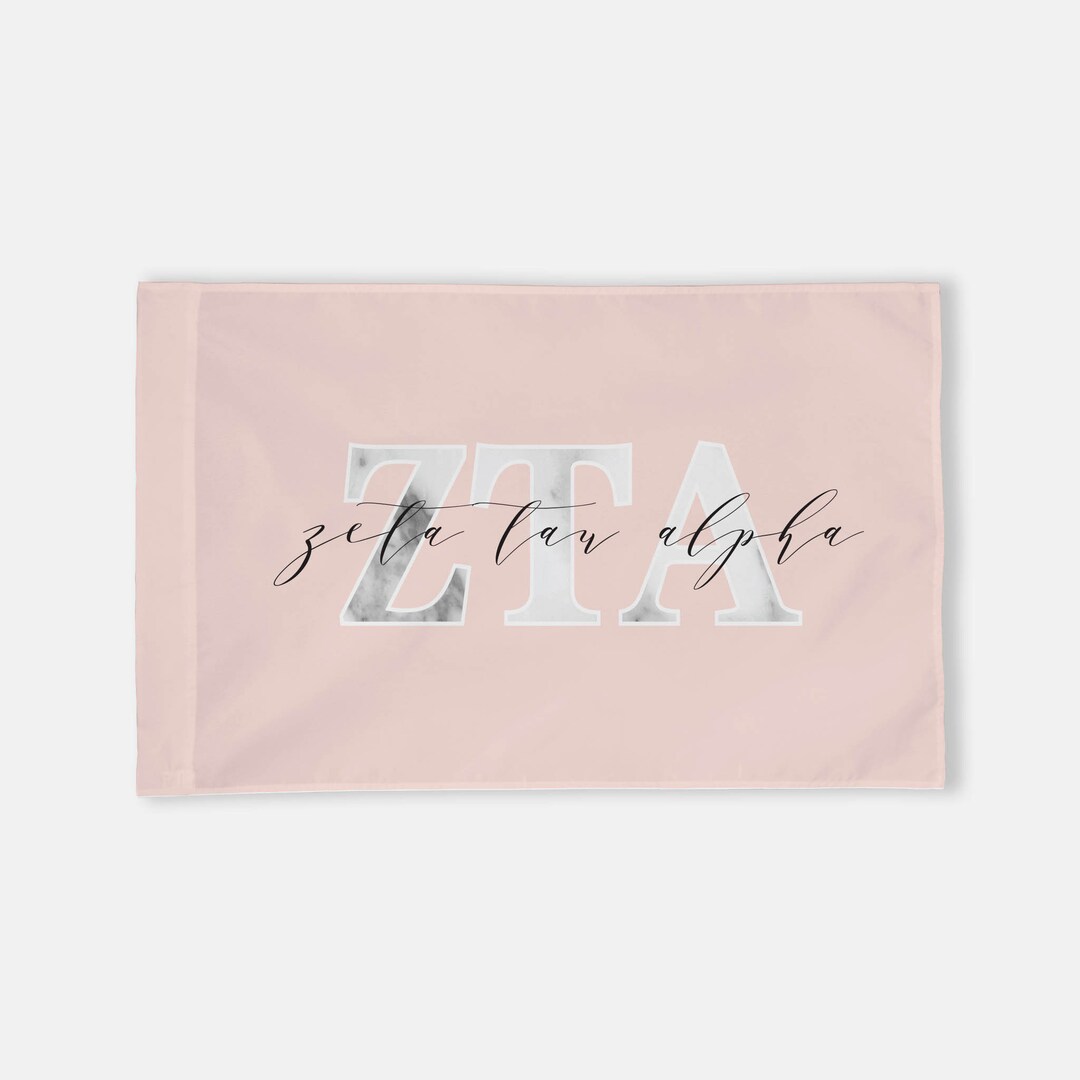 Zeta Tau Alpha Horizontal Greek Letter Flag / Blush & Marble ...