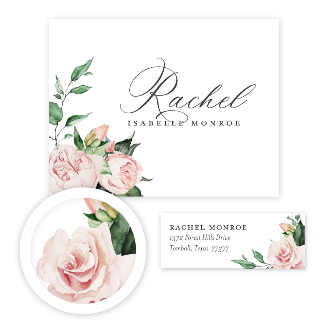 Vintage Roses Stationery Set - Small / Floral / Personal Stationery Set ...