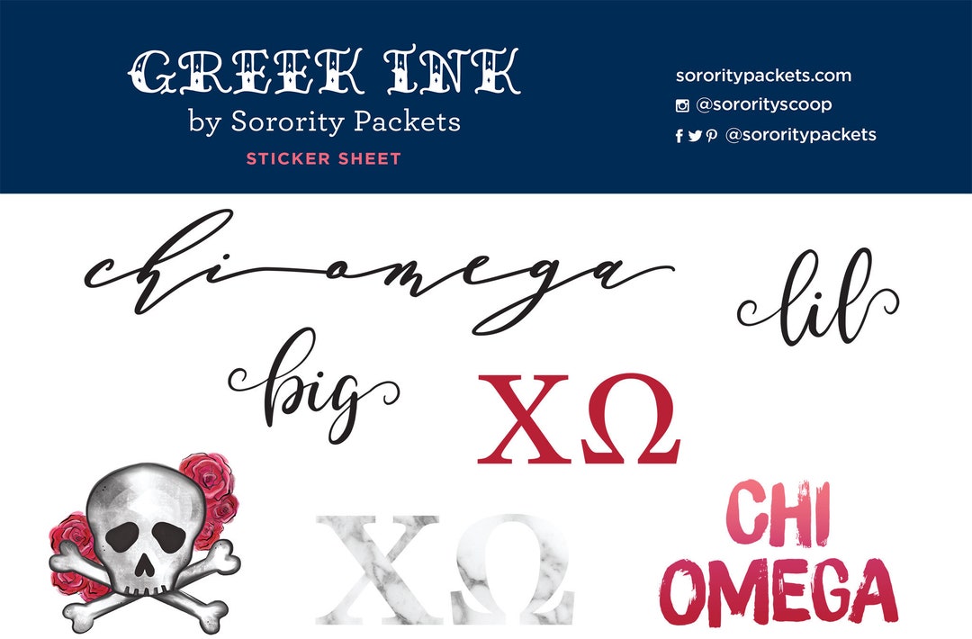 Chi Omega Sticker Set / Stickers / Sorority Sticker / Greek Ink ...