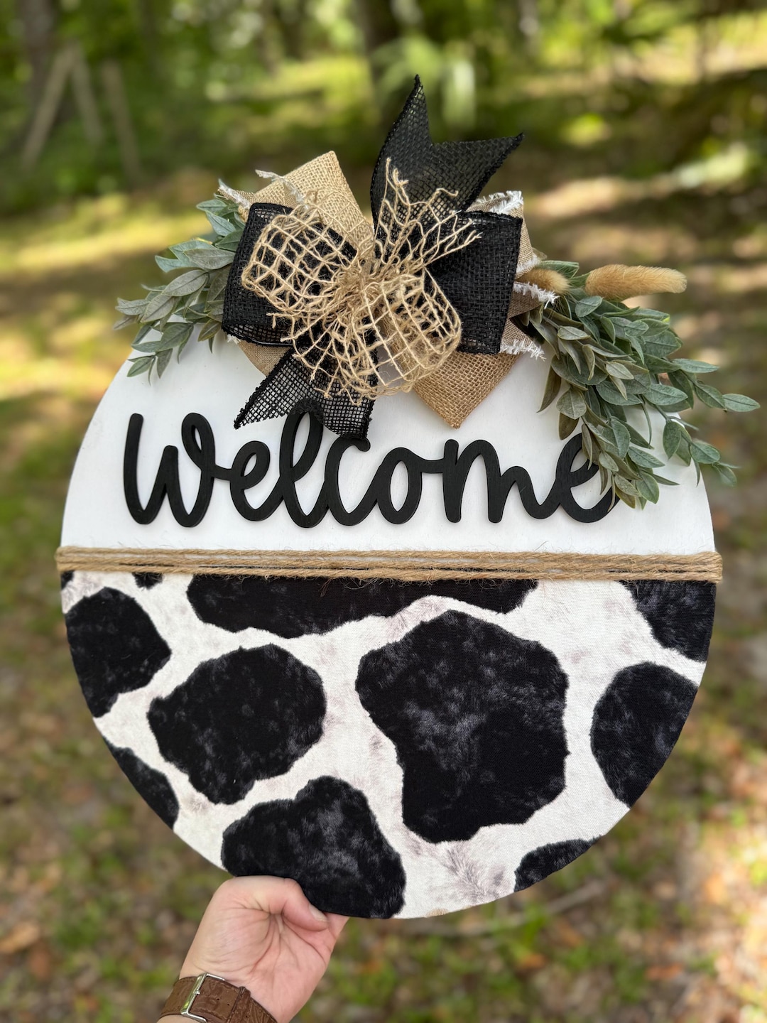 Western Welcome Sign, Cow Print Door Hanger, Cow Print Welcome, Welcome ...