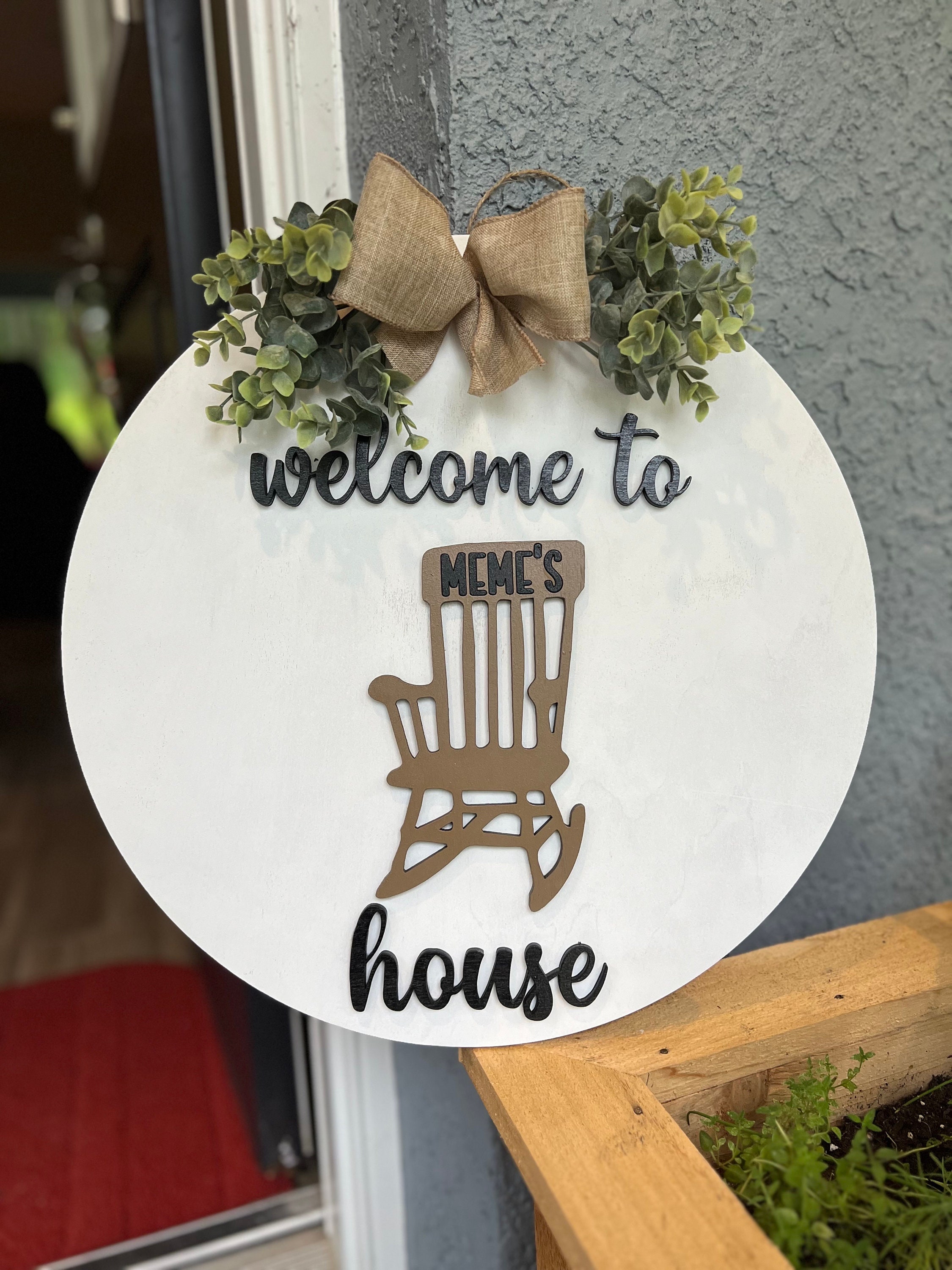 Rocking Chair Welcome Sign, Front Porch Sign, Grandparent Welcome Sign ...