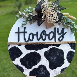 Western Welcome Sign, Cow Print Door Hanger, Cow Print Welcome, Welcome ...