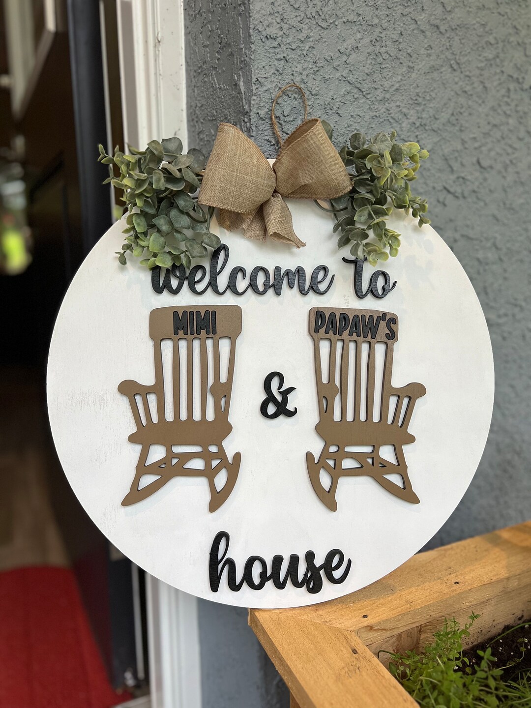 Rocking Chair Welcome Sign, Front Porch Sign, Grandparent Welcome Sign ...