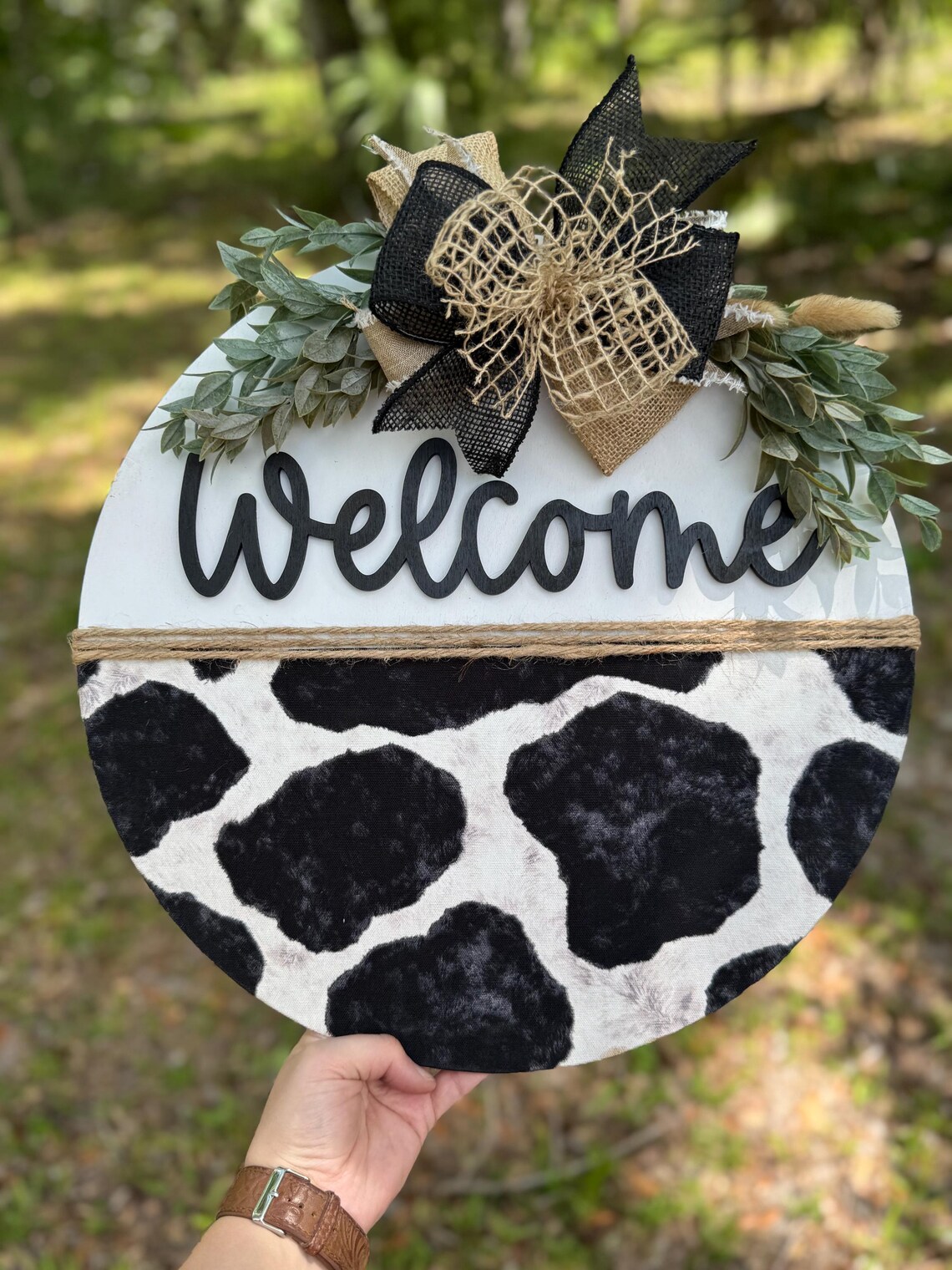 Western Welcome Sign, Cow Print Door Hanger, Cow Print Welcome, Welcome ...