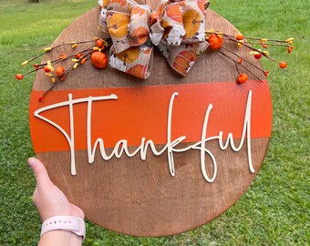 Thankful Door Hanger | Thanksgiving Front Door Decor | Thankful Fall ...