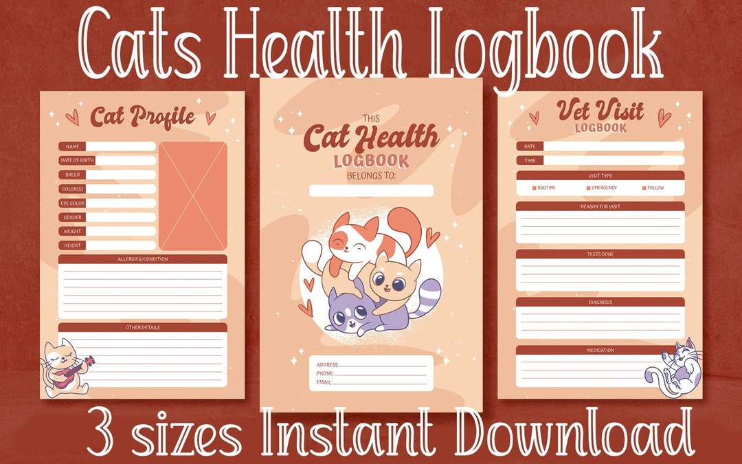 Cats Health Logbook Cats Health Planner PDF Planner - Etsy