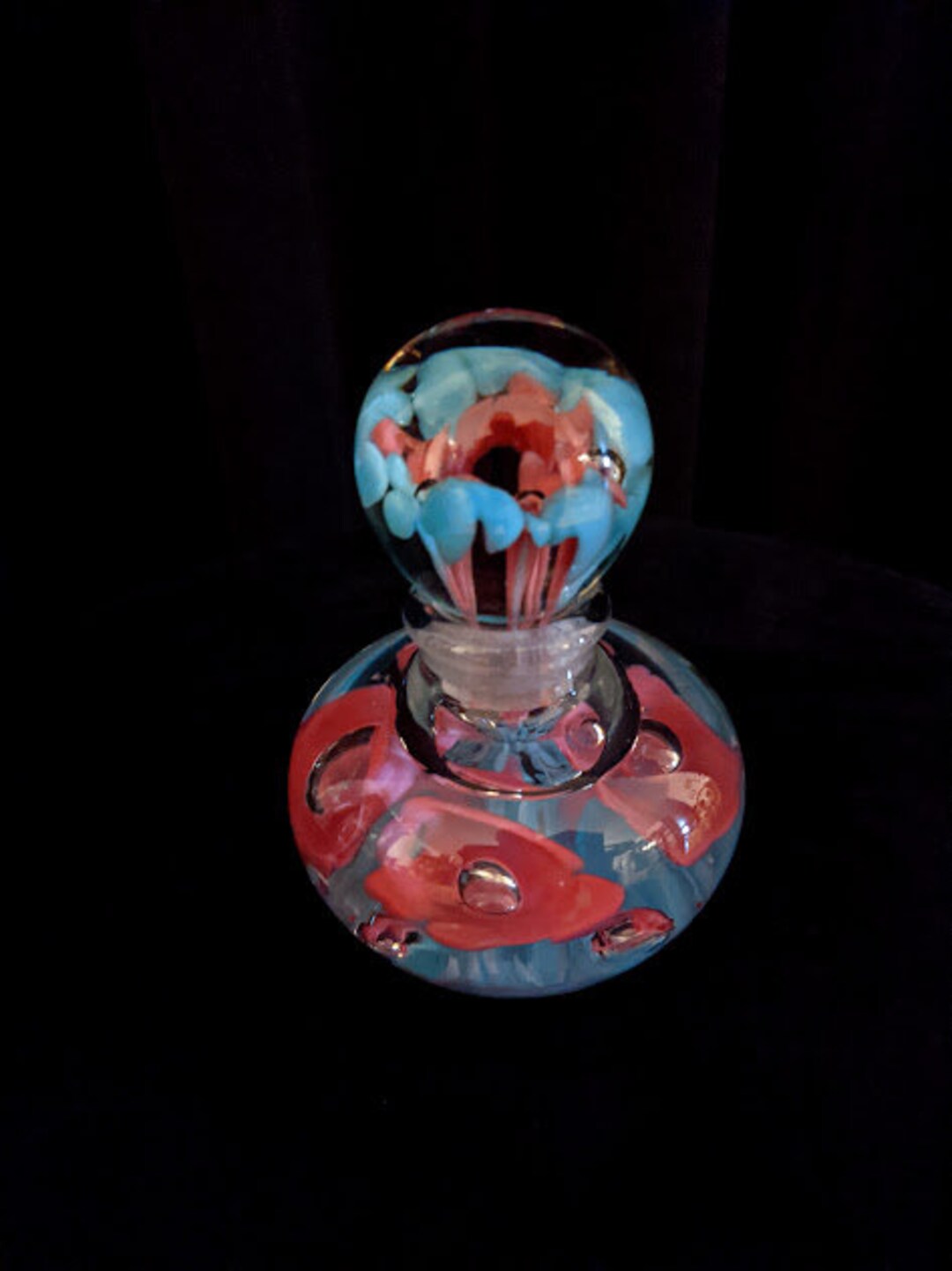 Vintage 1990'S Hand-blown Glass Floral Design Perfume Bottle FREE ...