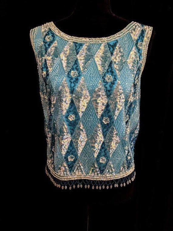 vintage fringe beaded top - Gem