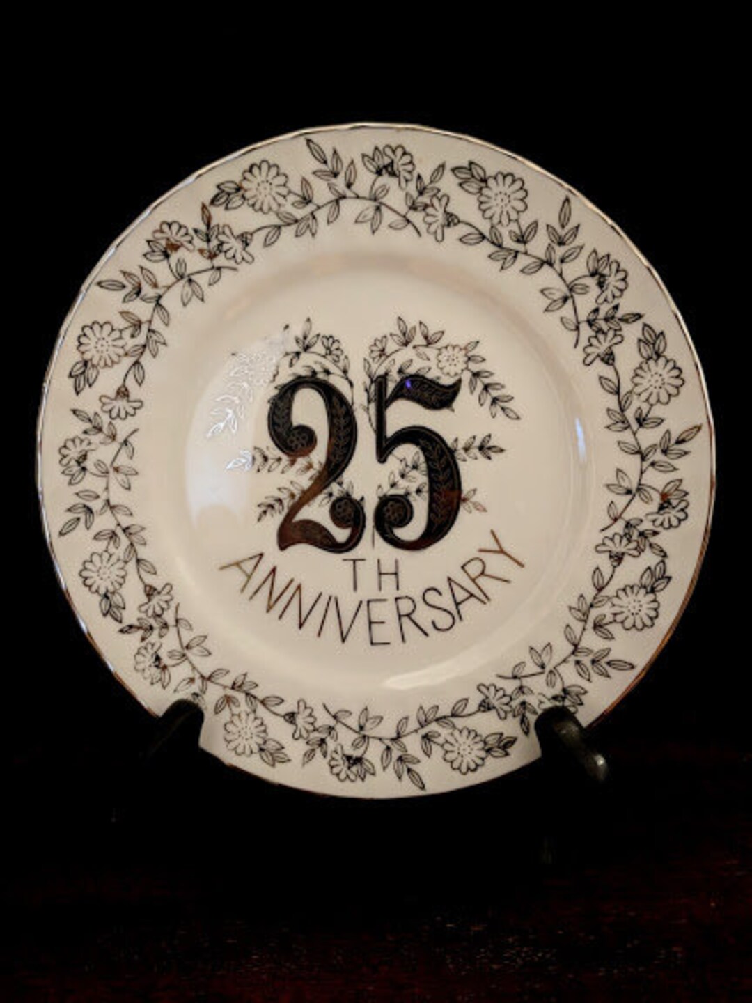 Vintage 25th Silver Anniversary Plate Made by Norcrest FREE SHIPPING - Etsy