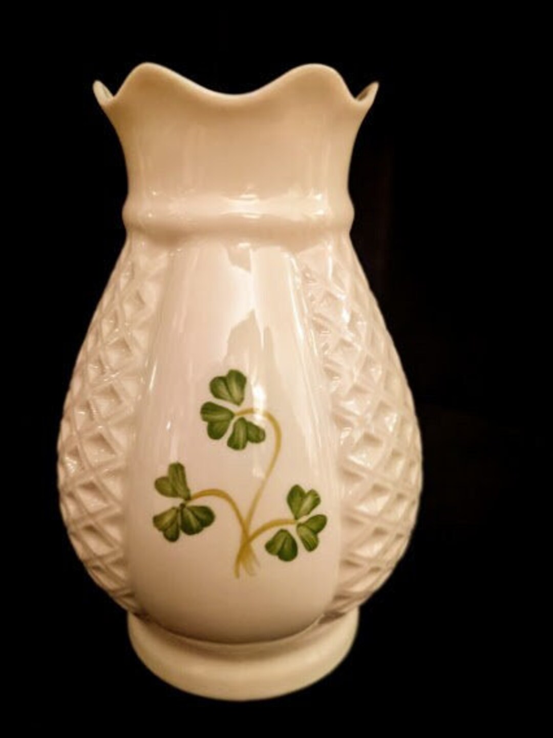 Vintage Hand-crafted Shamrock Design Belleek Donegal Vase FREE SHIPPING ...