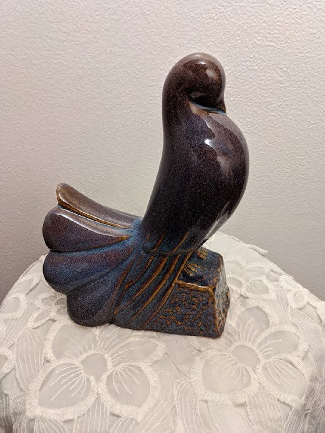 Vintage Beautiful Art Deco Style Dove Figurine With Colorful Glaze FREE ...