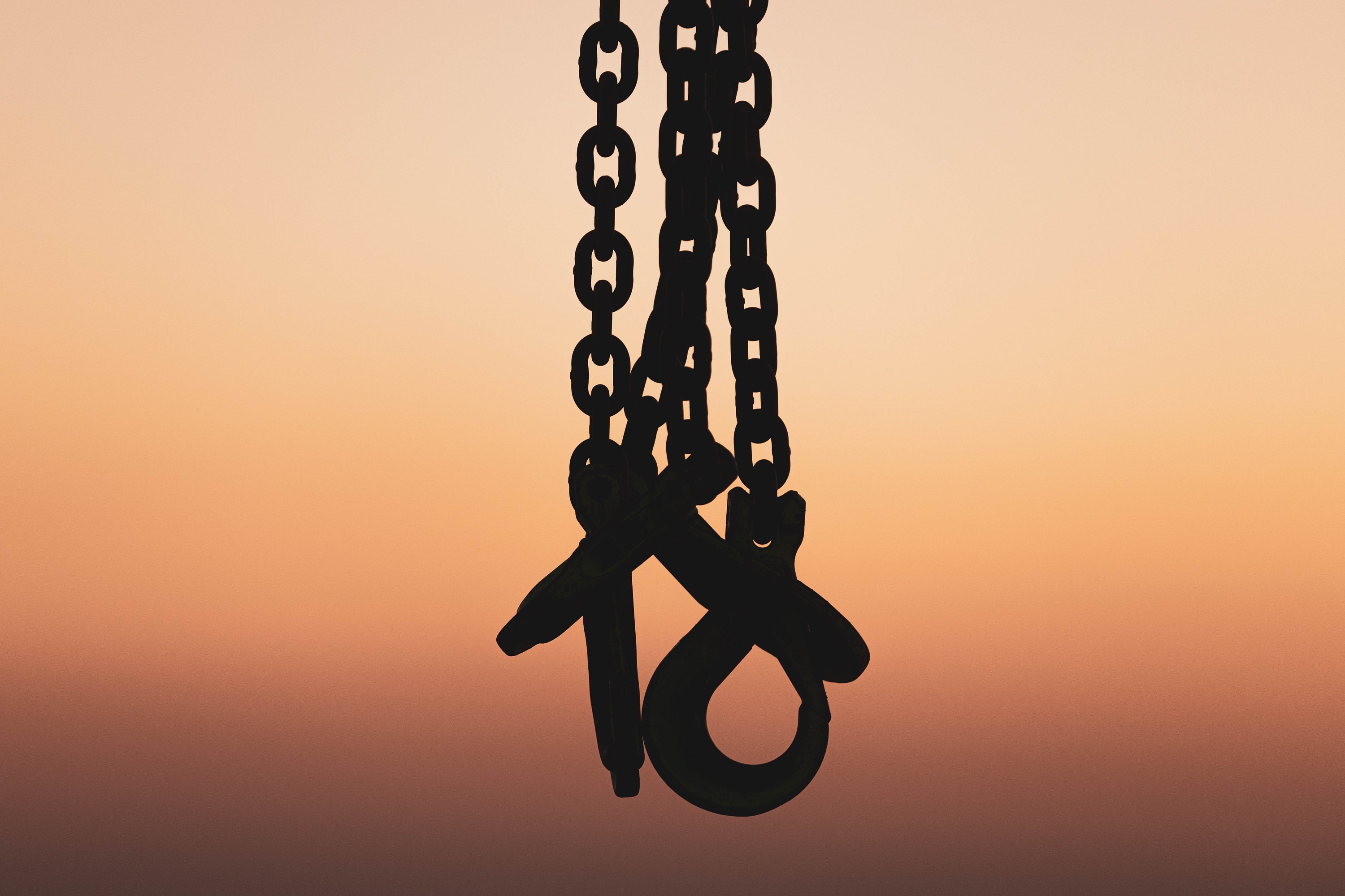 Set of 4 Photos: Lifting Chains at Sunrise, Tower Crane Rigging. Print ...