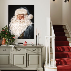 Blue Santa Canvas Print, Santa Painting, Santa Art, Christmas Art ...