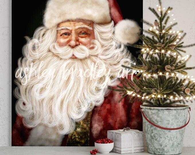 Red Santa Canvas Print, Santa Painting, Santa Art, Christmas Art, Canvas Print, Wall Art ...