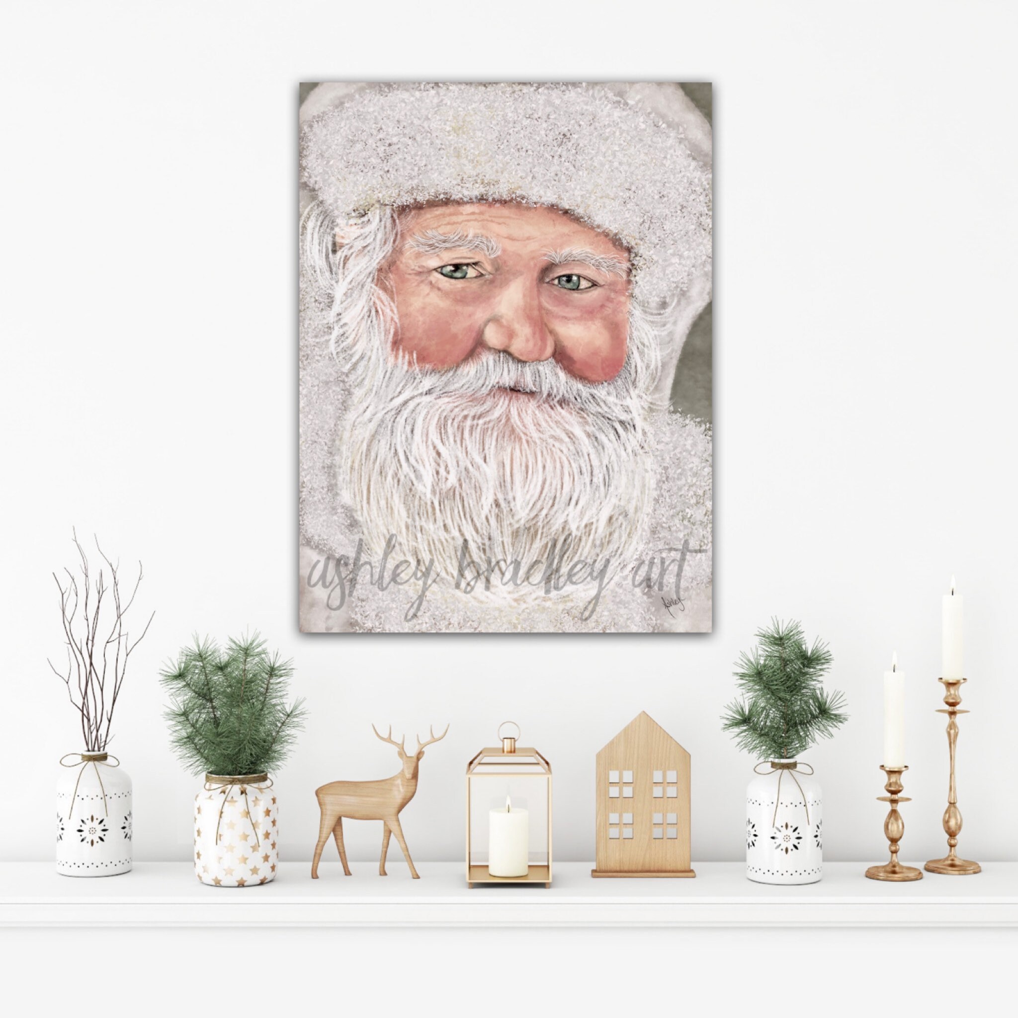 Santa Canvas Print Santa Painting Santa Art Christmas Art - Etsy