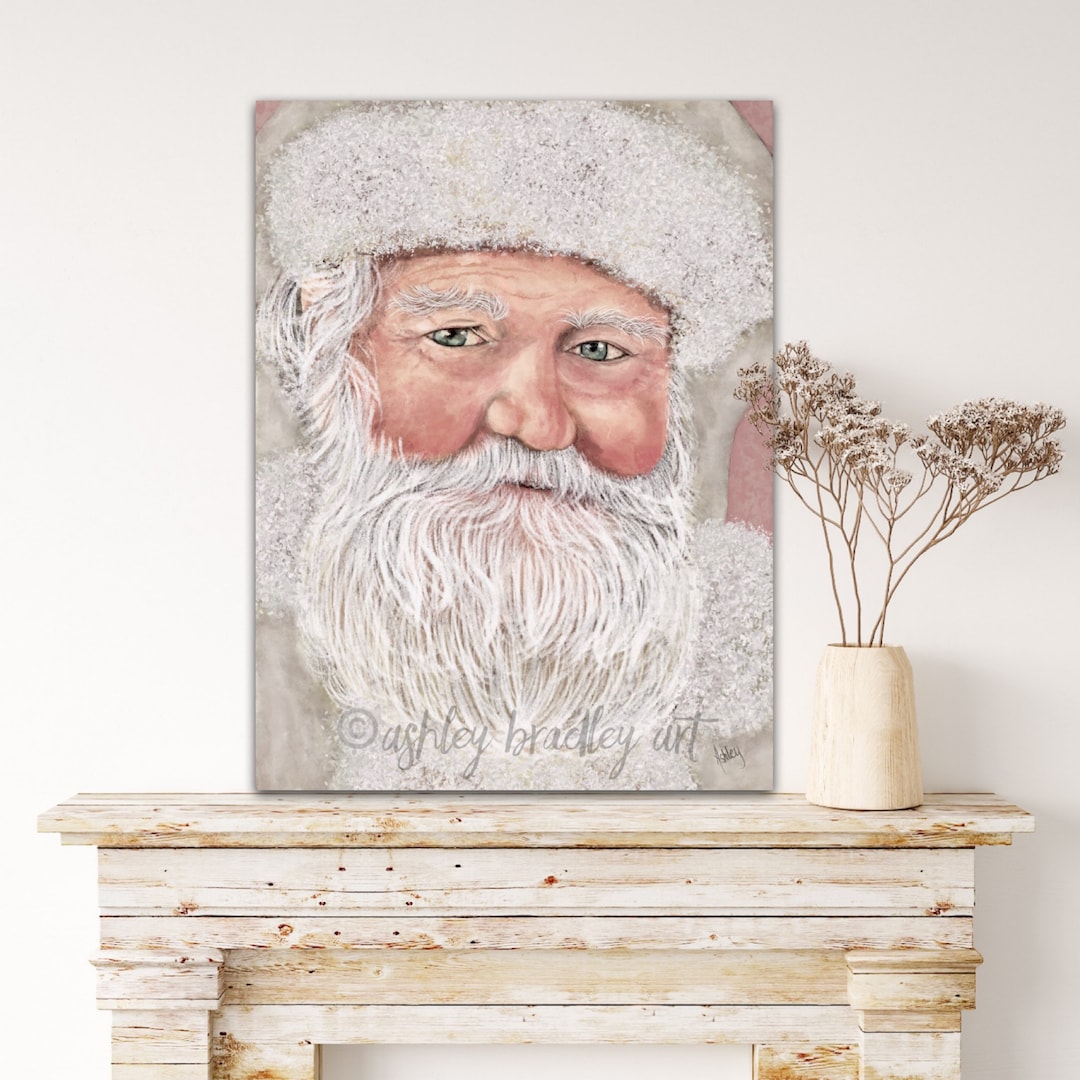 Pink Santa Canvas Print, Pink Santa, Santa Painting, Santa Art ...
