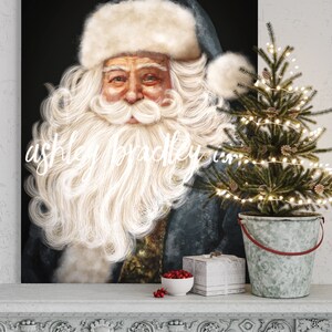 Blue Santa Canvas Print, Santa Painting, Santa Art, Christmas Art ...