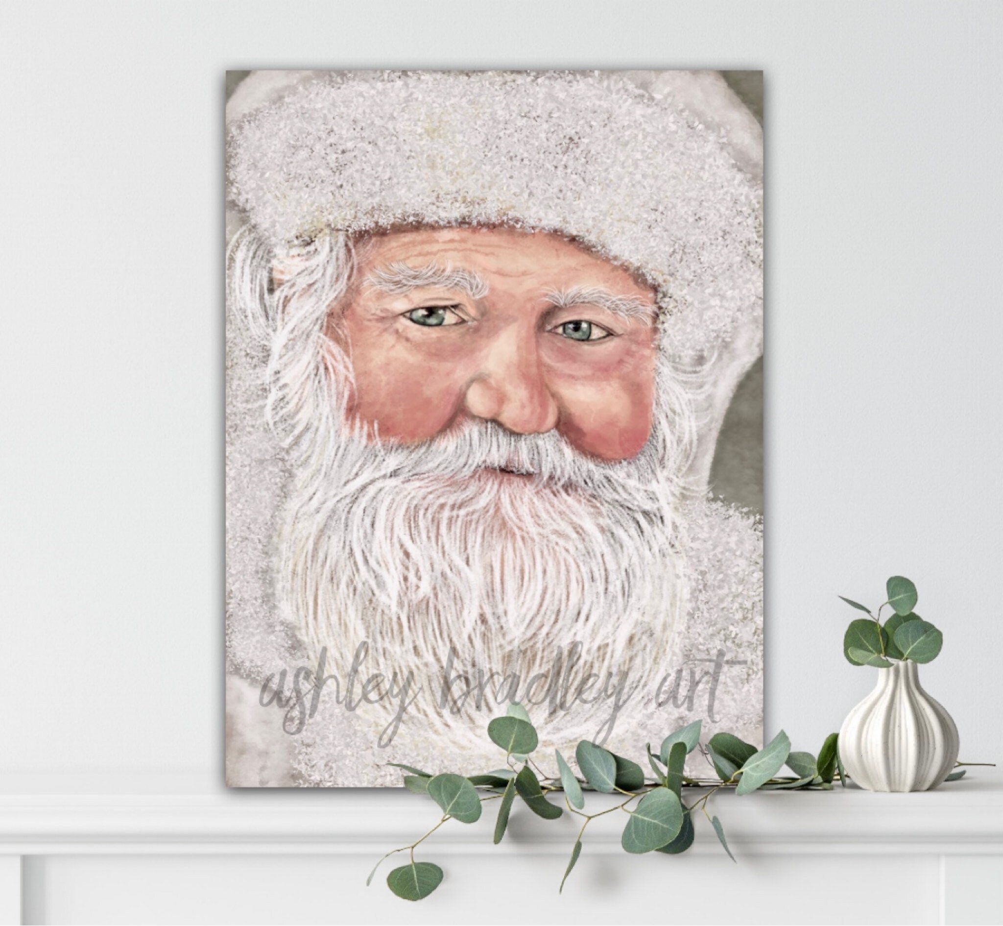 Santa Canvas Print Santa Painting Santa Art Christmas Art - Etsy
