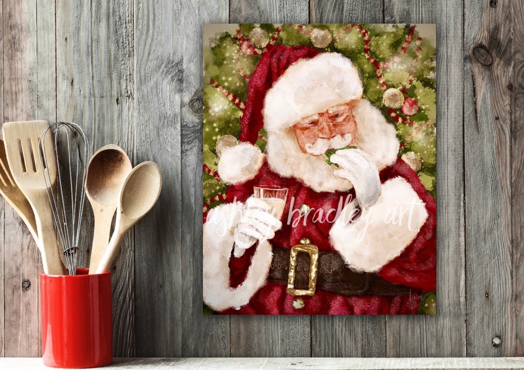 Red Santa Canvas Print, Santa Painting, Santa Art, Christmas Art ...