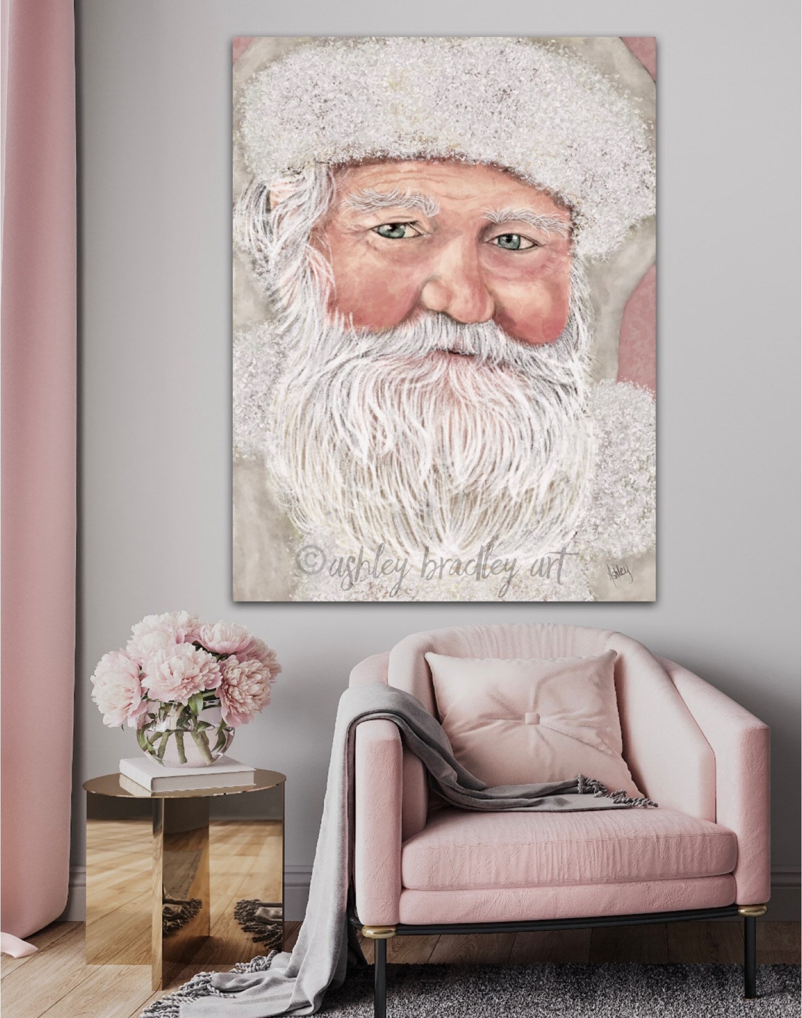 Pink Santa Canvas Print Pink Santa Santa Painting Santa - Etsy