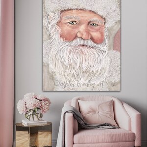 Pink Santa Canvas Print, Pink Santa, Santa Painting, Santa Art ...